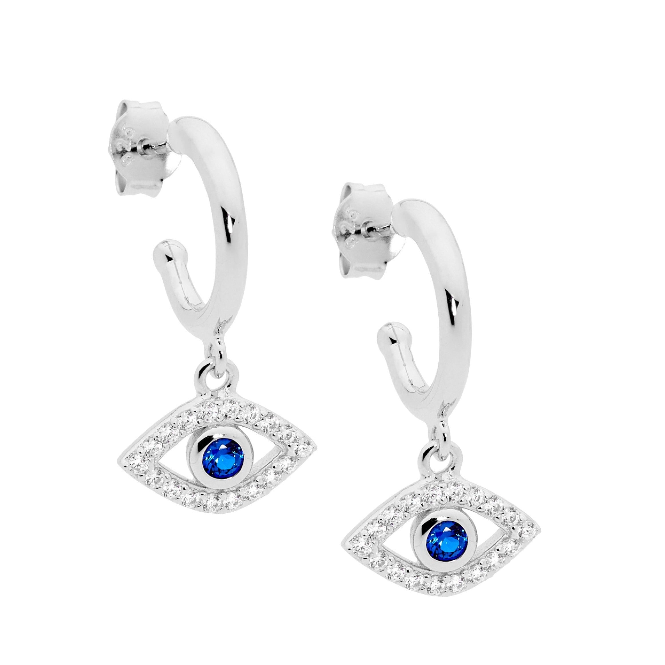 Ellani Sterling Silver Evil Eye Drop Earri... @ $119.00